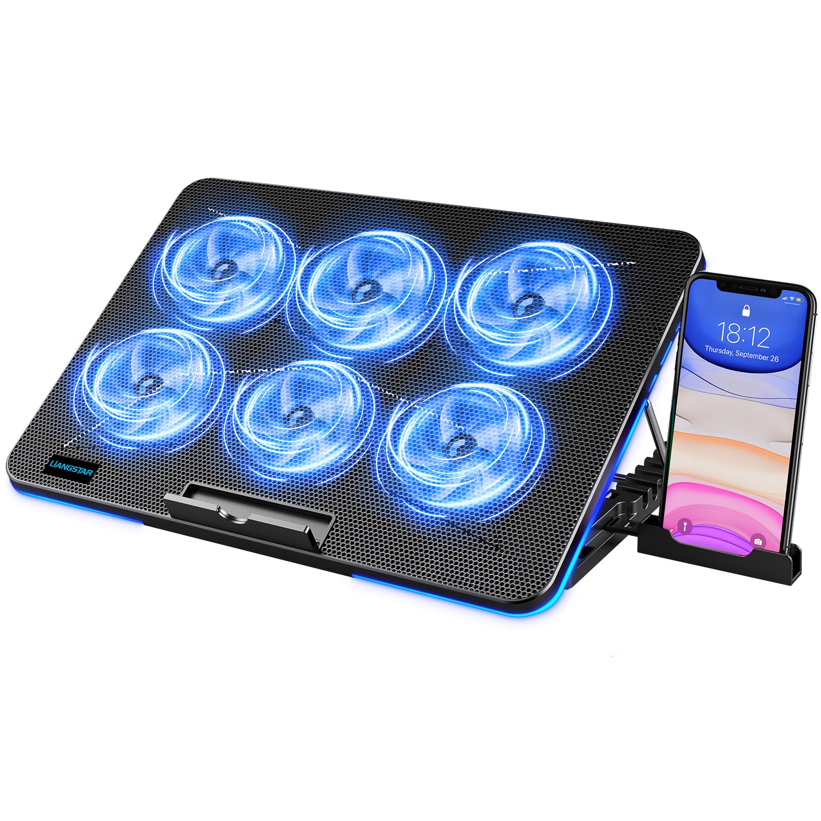 LIANGSTAR Laptop Cooling Pad, Laptop Cooler with 6 Quiet Fans for 12-17 ...