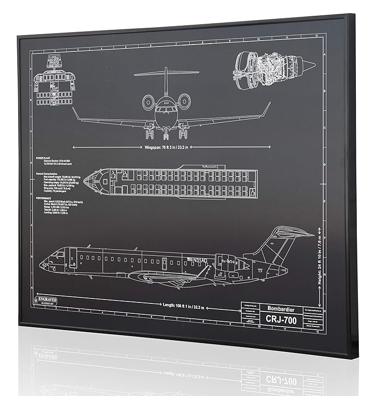 Amazon.com: Bombardier CRJ-700 Blueprint Artwork-Laser Marked ...
