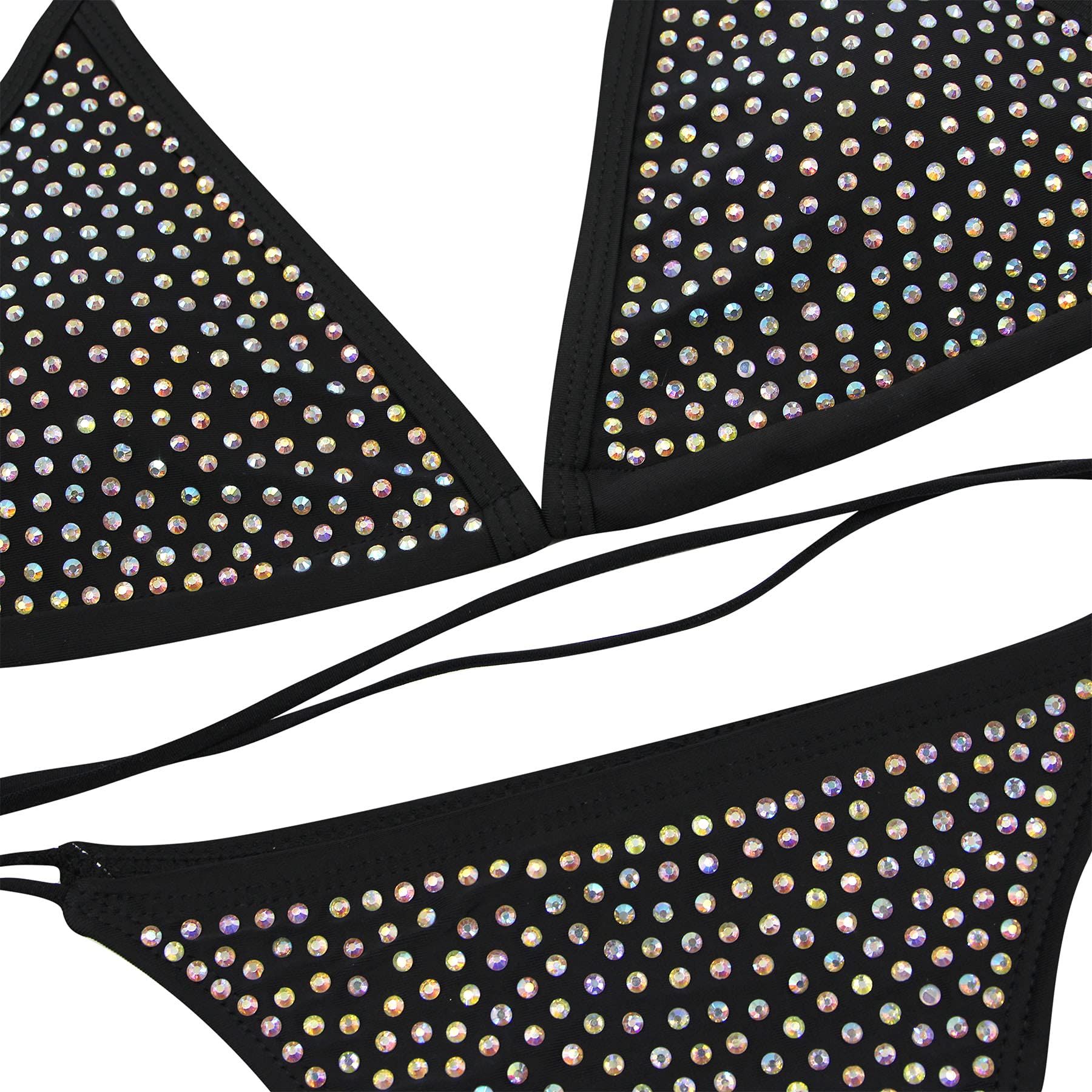 Women 2 Piece Shiny Diamond Crystal Bathing Suit Bikini Sexy Push Up ...