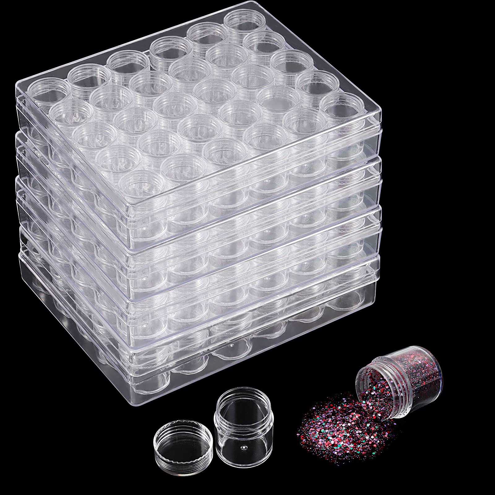 HOIGON 4 Pack 30 Grids Plastic Bead Storage Containers, Embroidery Diamond Storage Box with Lid ...