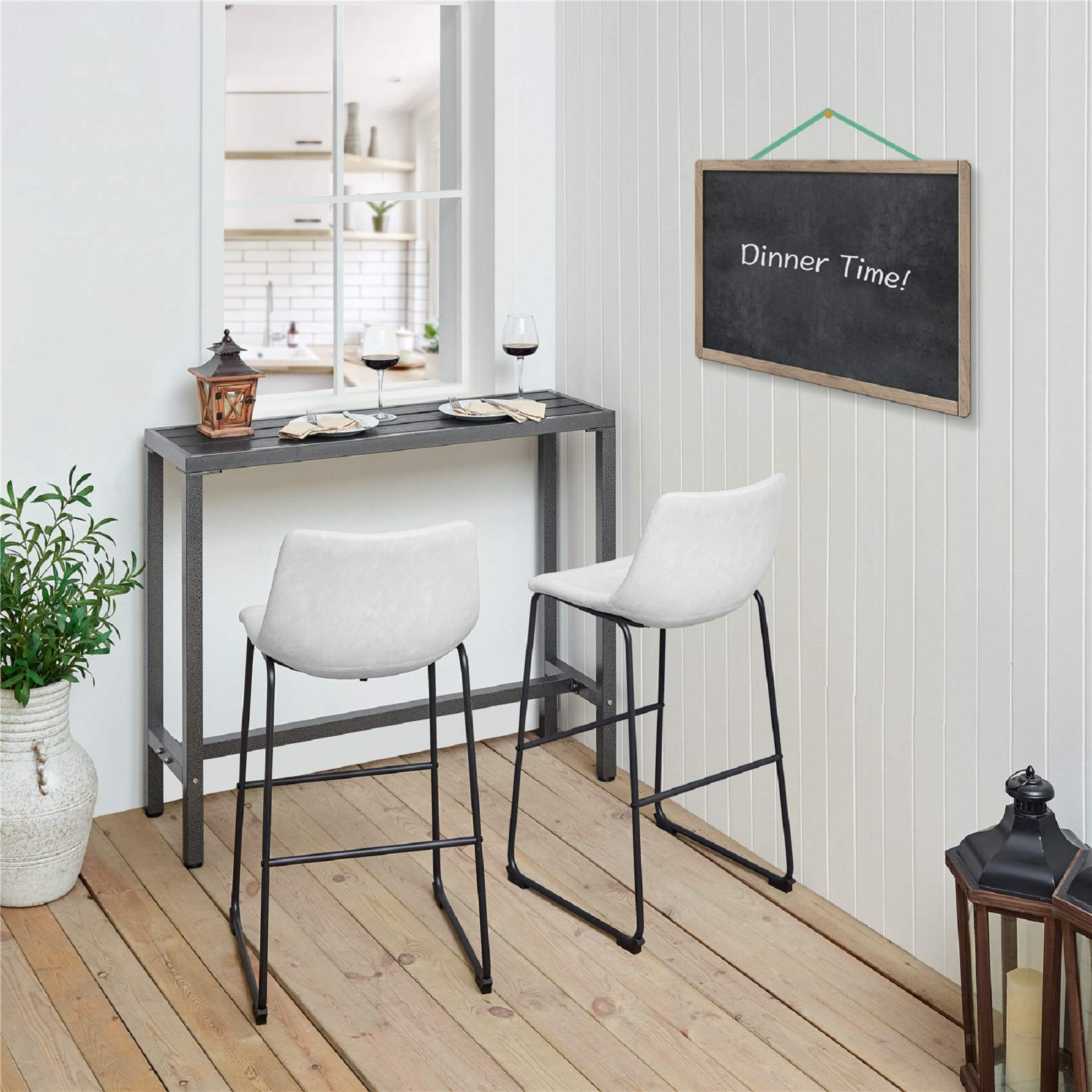 Mr IRONSTONE Outdoor Bar Table 46.5” Pub Height Dining Table Bistro ...