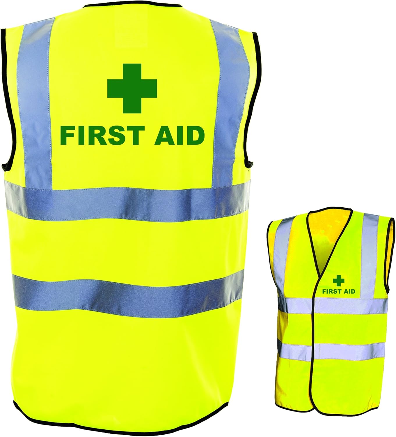 First Aid Printed Green Hi Viz Safety Vest - High Vis Waistcoat ...
