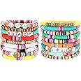 Amazon.com: BESTEEL 18 Pcs Surfer Heishi Bracelets for Women Rainbow Vinyl Disc Beaded Stretch ...