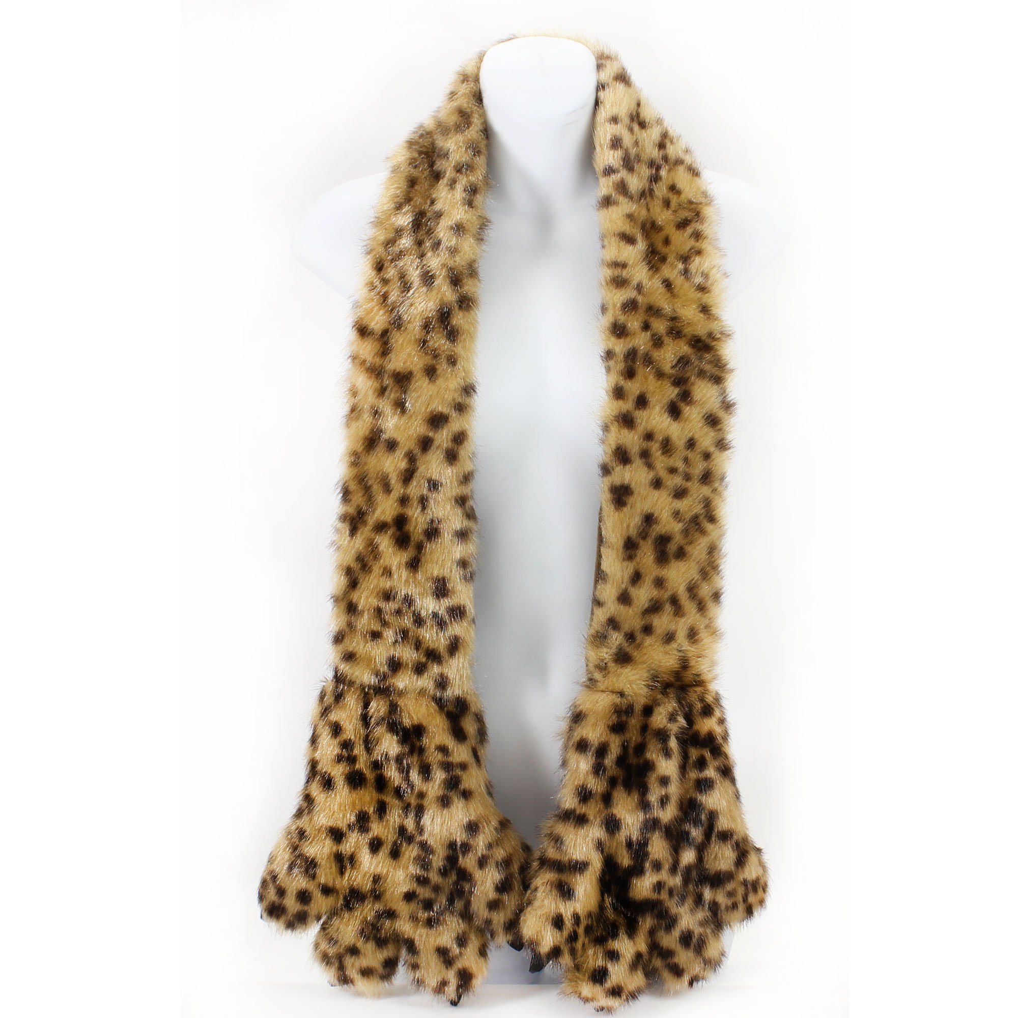AN- Fun Accessory Fleece Lined Furry Faux Fur Scarf Stole with Monster ...