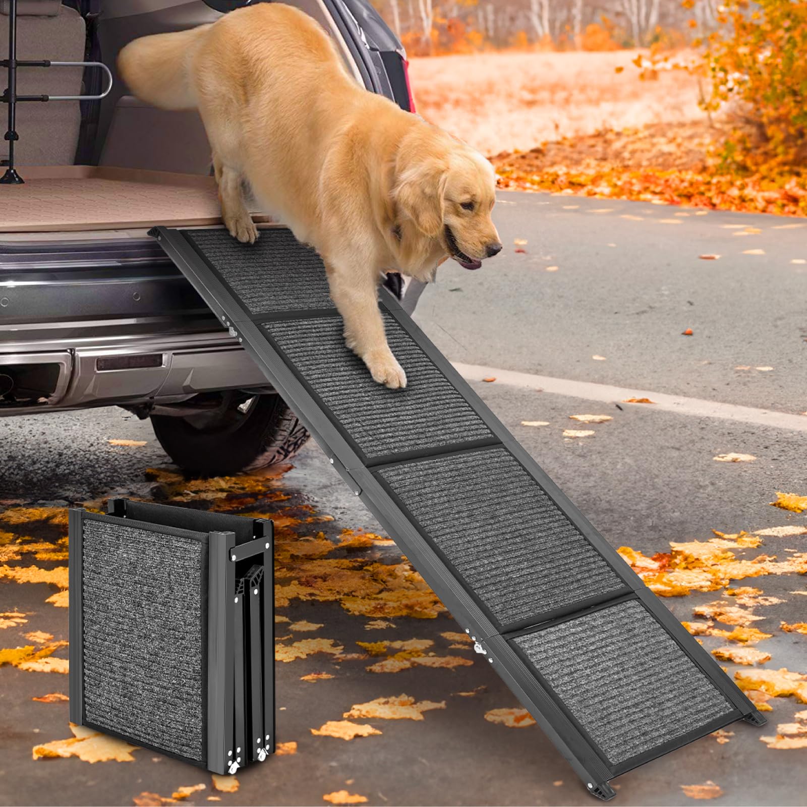 Dog Ramp for Car, 63"x17" Dog Ramps for Large Dogs with Anti-Slip Rug ...