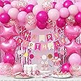 Amazon.com: Jobkoo Pink Birthday Decorations for Girls, Hot Light Pink Balloon Garland Arch Kit ...