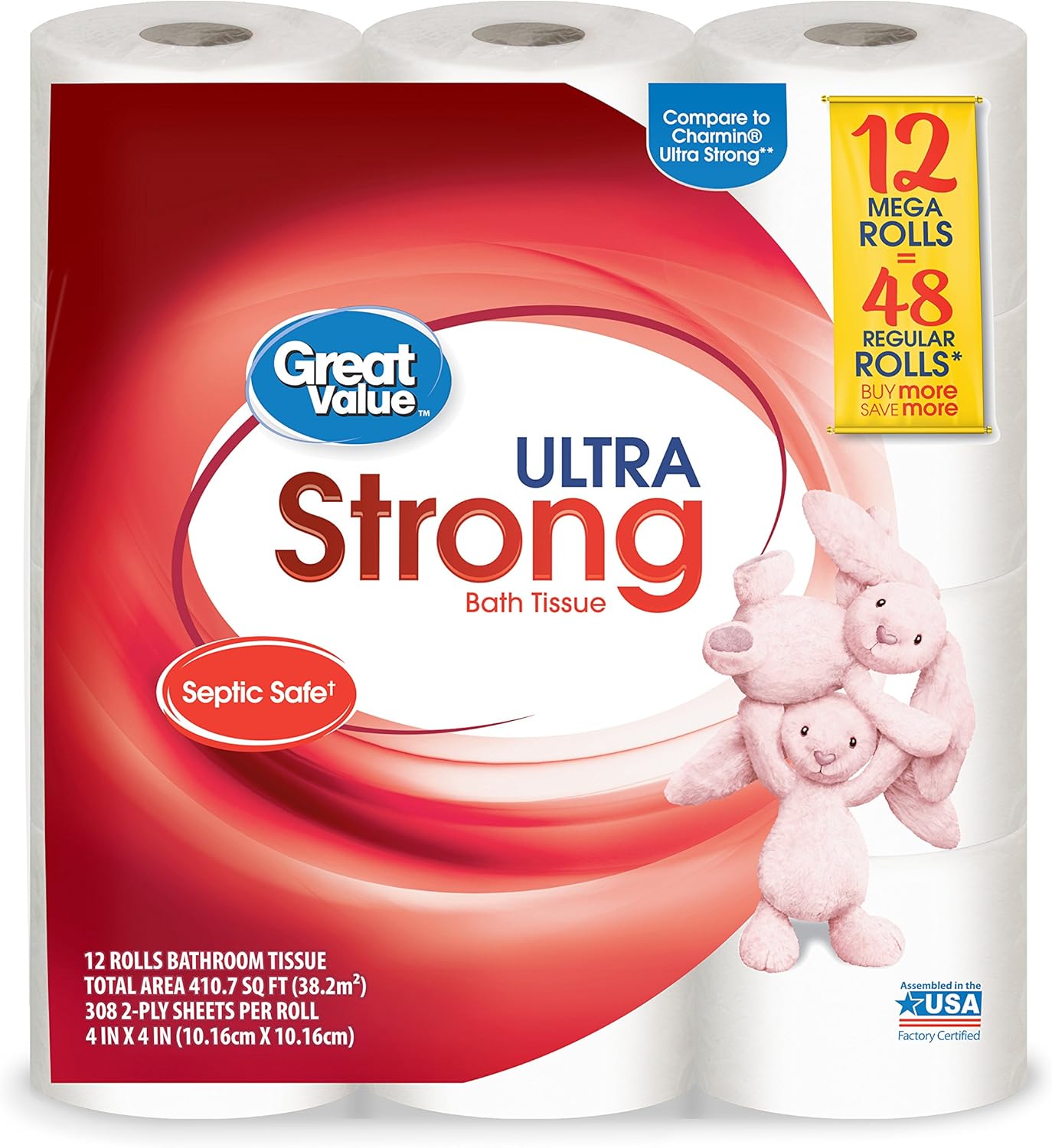 Amazon.com: Great Value Ultra Strong Toilet Tissue Paper, 12 Mega Rolls ...