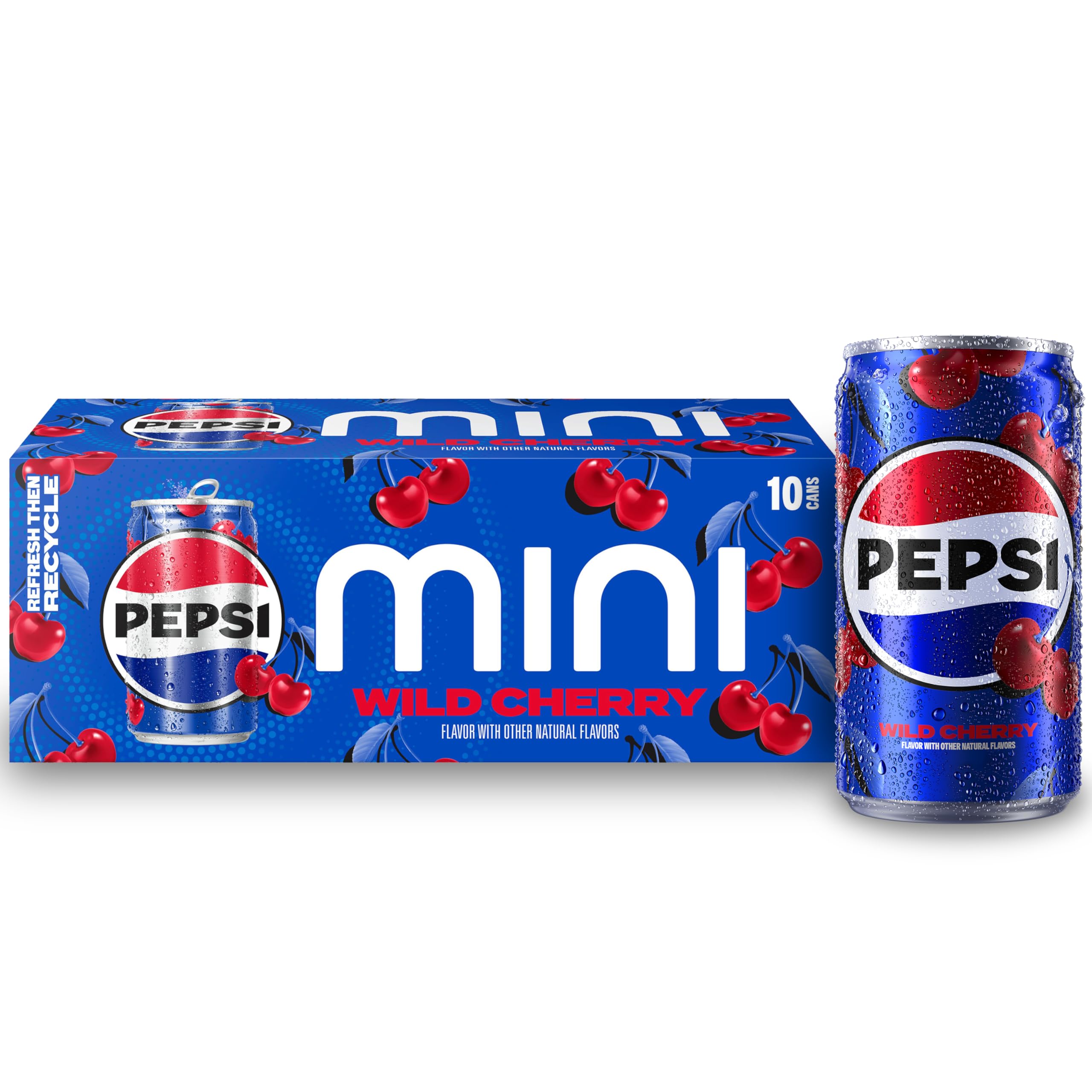 Pepsi Wild Cherry Cola Soda Pop Mini Cans, 7.5 Ounce Mini Cans (10 Pack ...