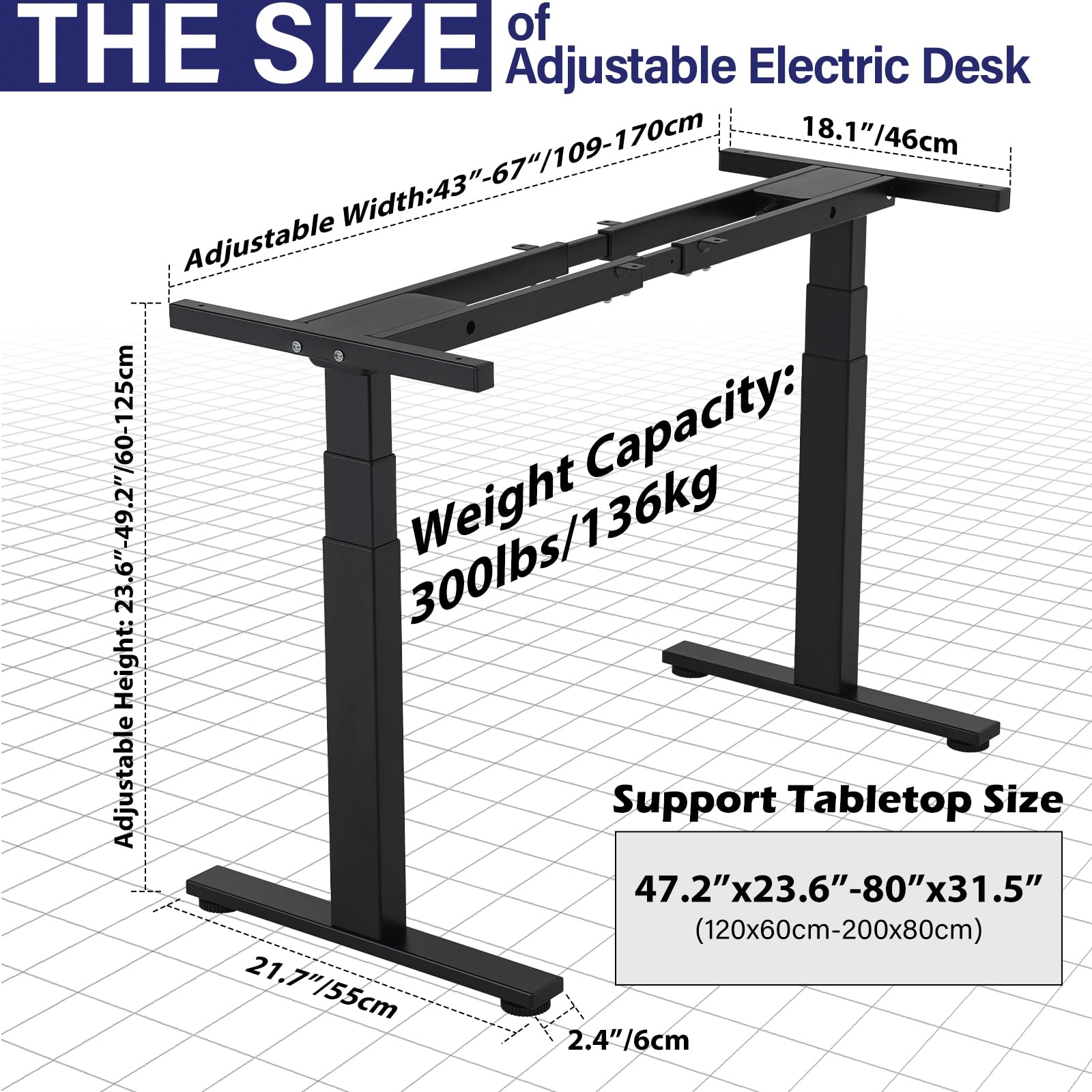 Mua TOPSKY Dual Motor 3 Stage Electric Adjustable Standing Desk Frame ...