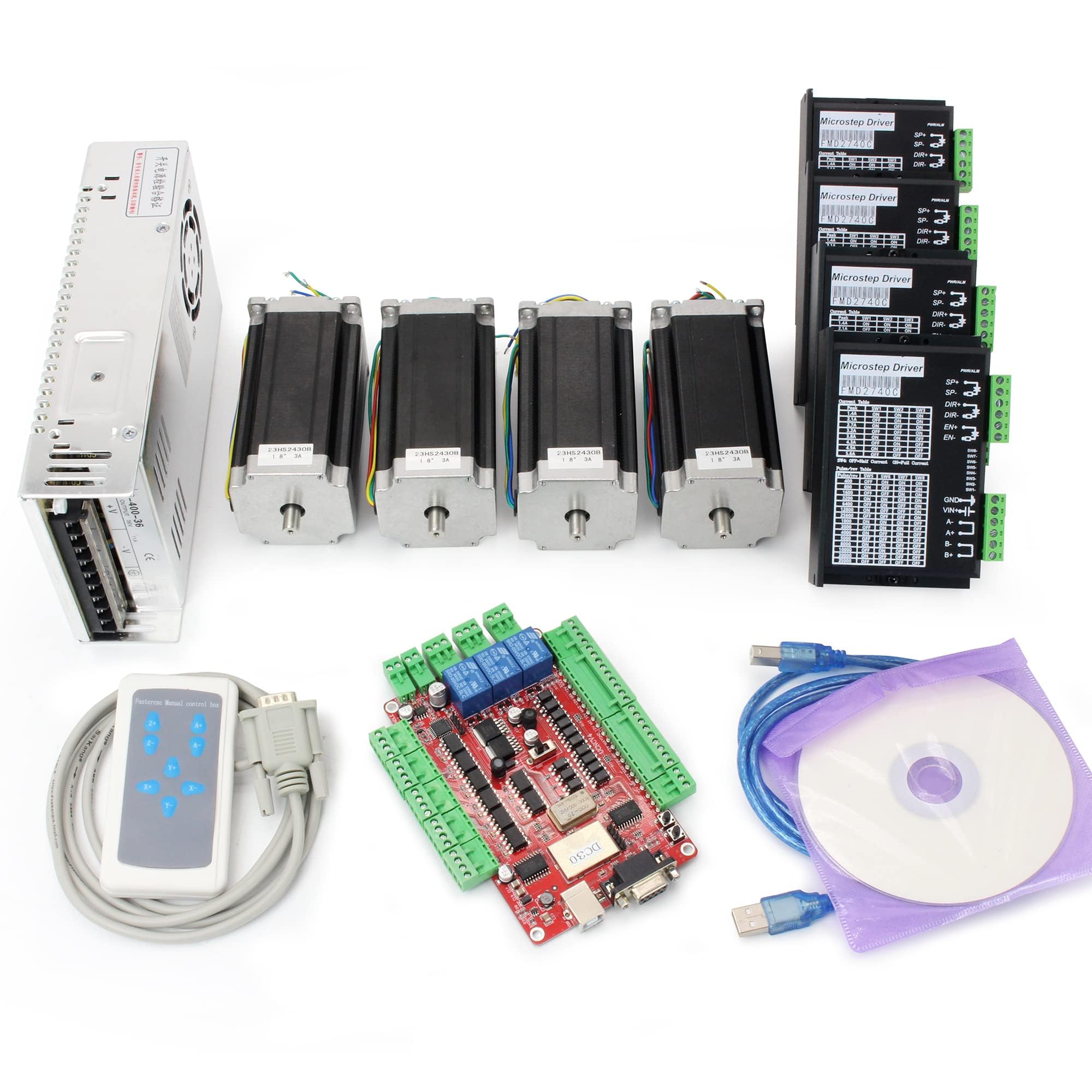 Mua RATTMMOTOR 4 Axis CNC Kit,Nema23 Stepper Motor CNC Controller Kit,USB Controller Card,with ...