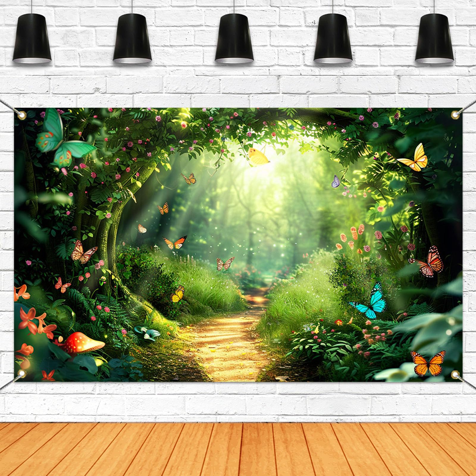 Mocsicka Enchanted Forest Banner Backdrop Fairy Magic Forest Party ...