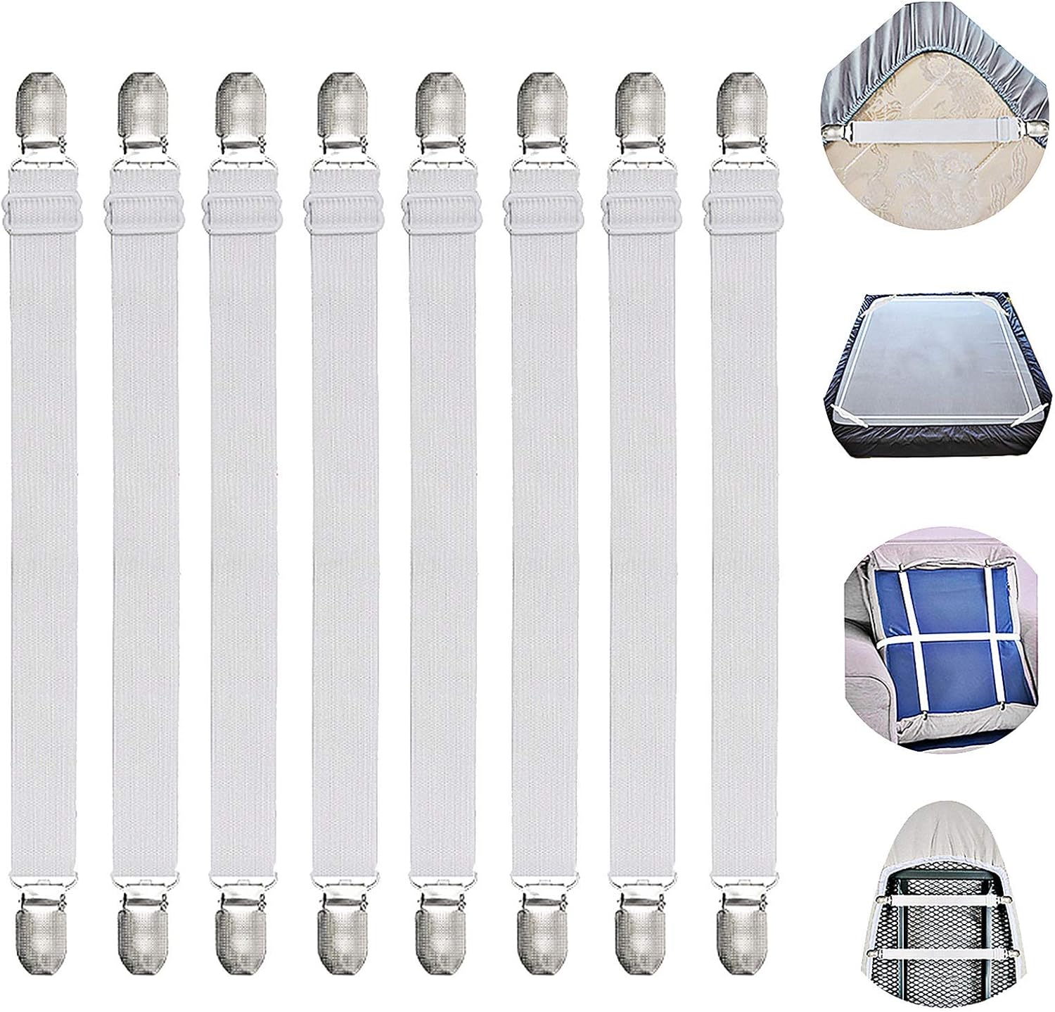 Amazon.com: Adjustable Bed Sheet Straps Suspenders Elastic Sheet ...