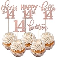 Amazon.com: Rsstarxi 30 Pack 14th Birthday Cupcake Toppers Rose Gold ...