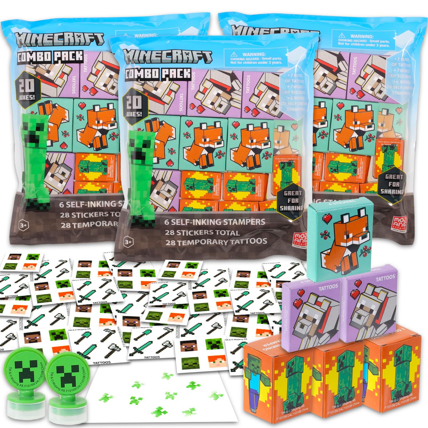 Minecraft Party Favors Bulk Set ~ Bundle with 60 Pieces Minecraft Favor ...
