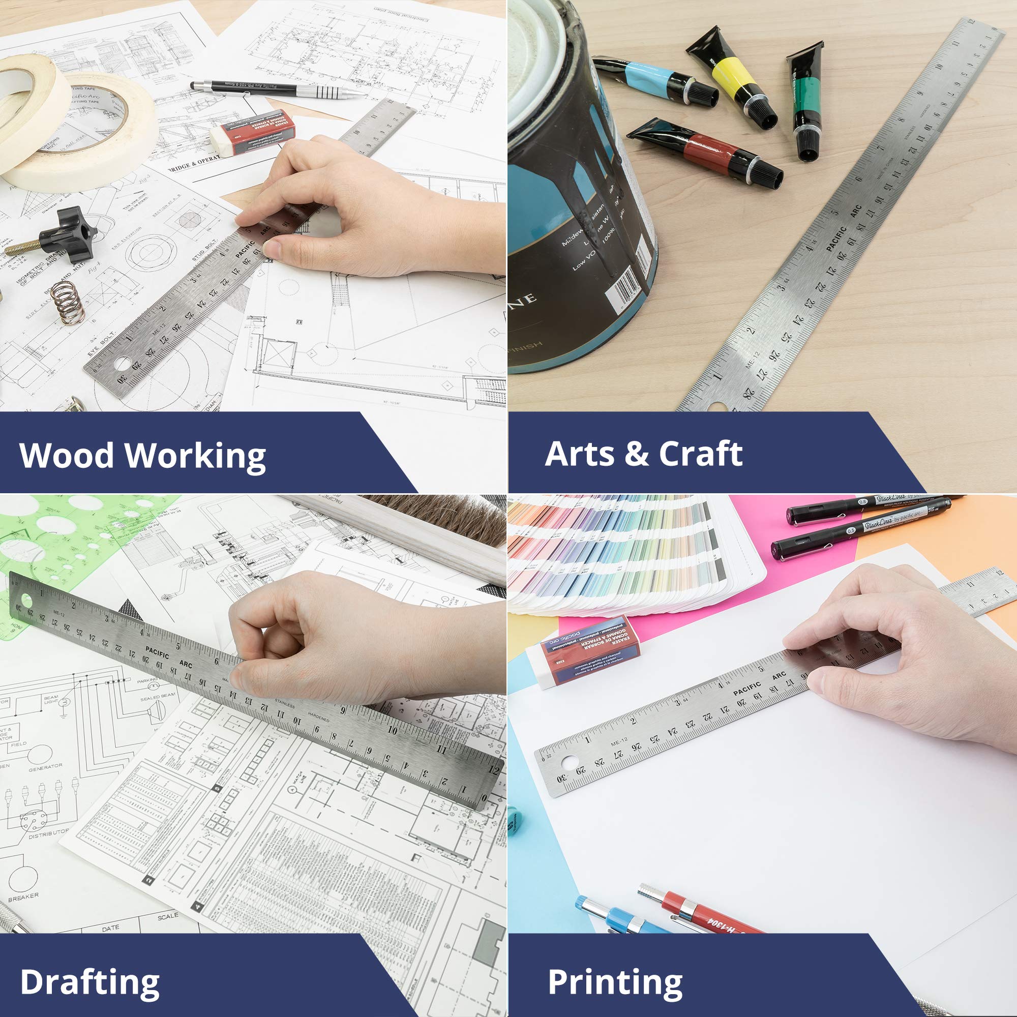 Mua Stainless Steel 24 Inch Metal Ruler Non-Slip Rubber Back, with Inch ...