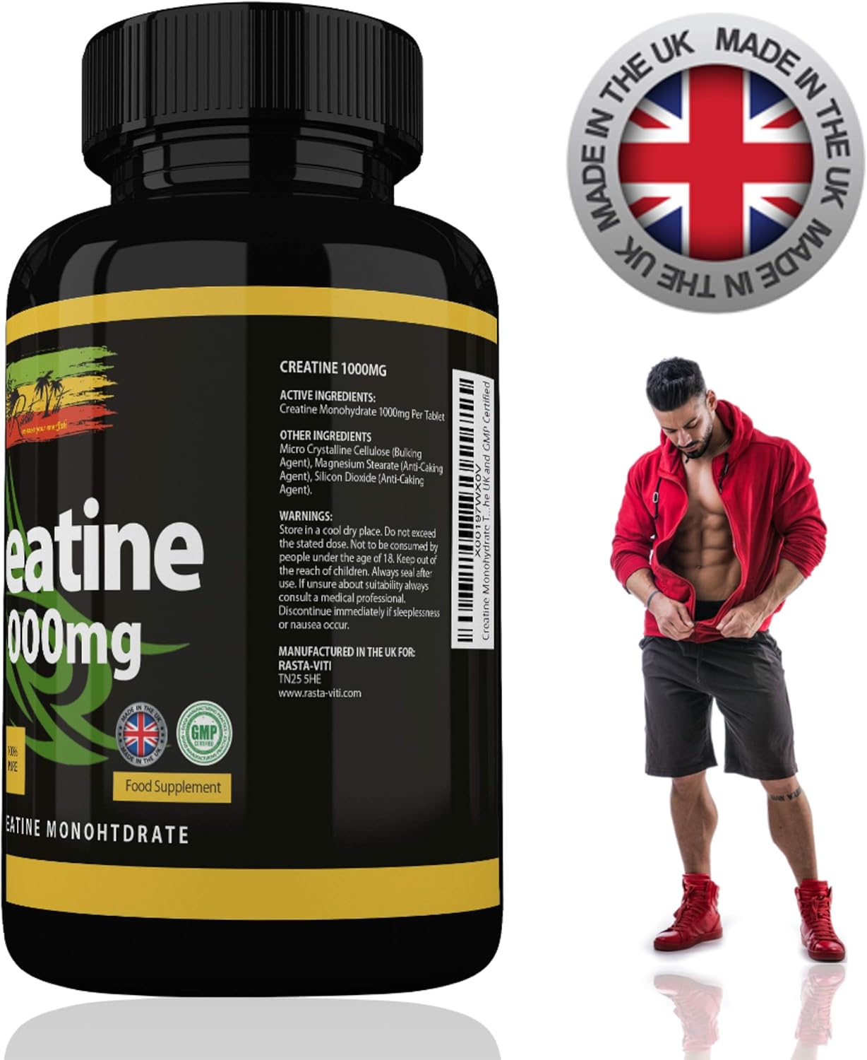 Creatine Monohydrate Tablets – Strong 1000mg Muscle Growth Supplement ...