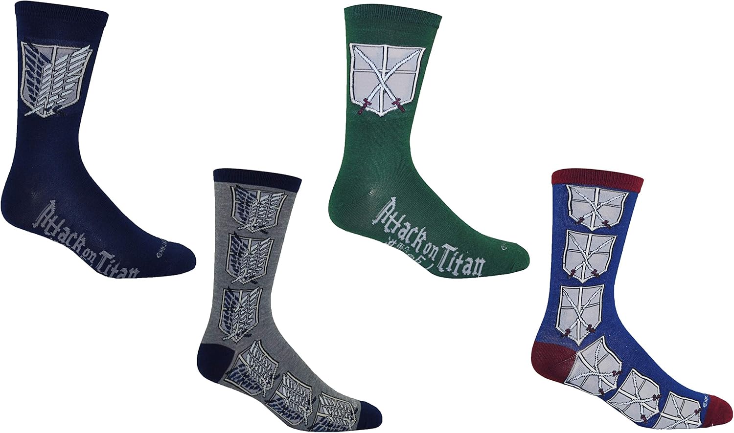 Amazon.com: Attack On Titan Socks Cosplay (4 Pair) - (1 Size) AOT Scout ...