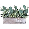 Amazon.com: Winlyn Farmhouse Eucalyptus Arrangement in Rustic ...