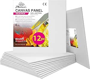 Amazon.com : PHOENIX Artist Painting Canvas Panels - 8x8 Inch / 12 Pack ...