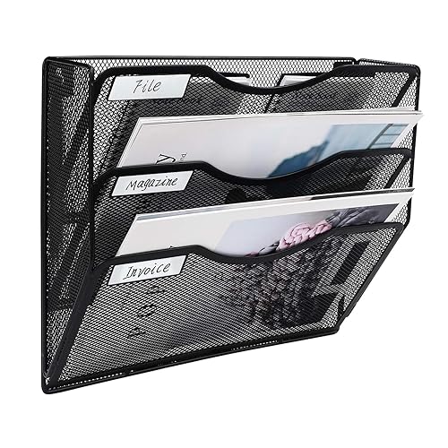 EasyPAG Mesh Hanging Wall Organizer - 3 Pocket Wall File Holder for ...