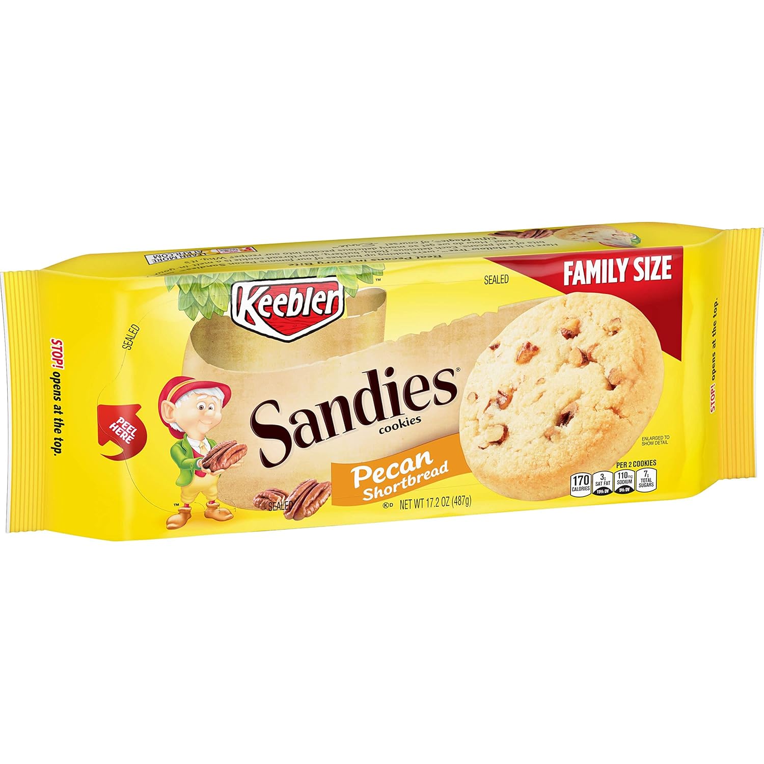 Keebler Sandies Cookies, Pecan Shortbread, Family Size, 17.2 oz Tray ...