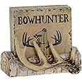 Amazon.com | Pine Ridge Home Antler Wood Log Coaster Set with Holder ...