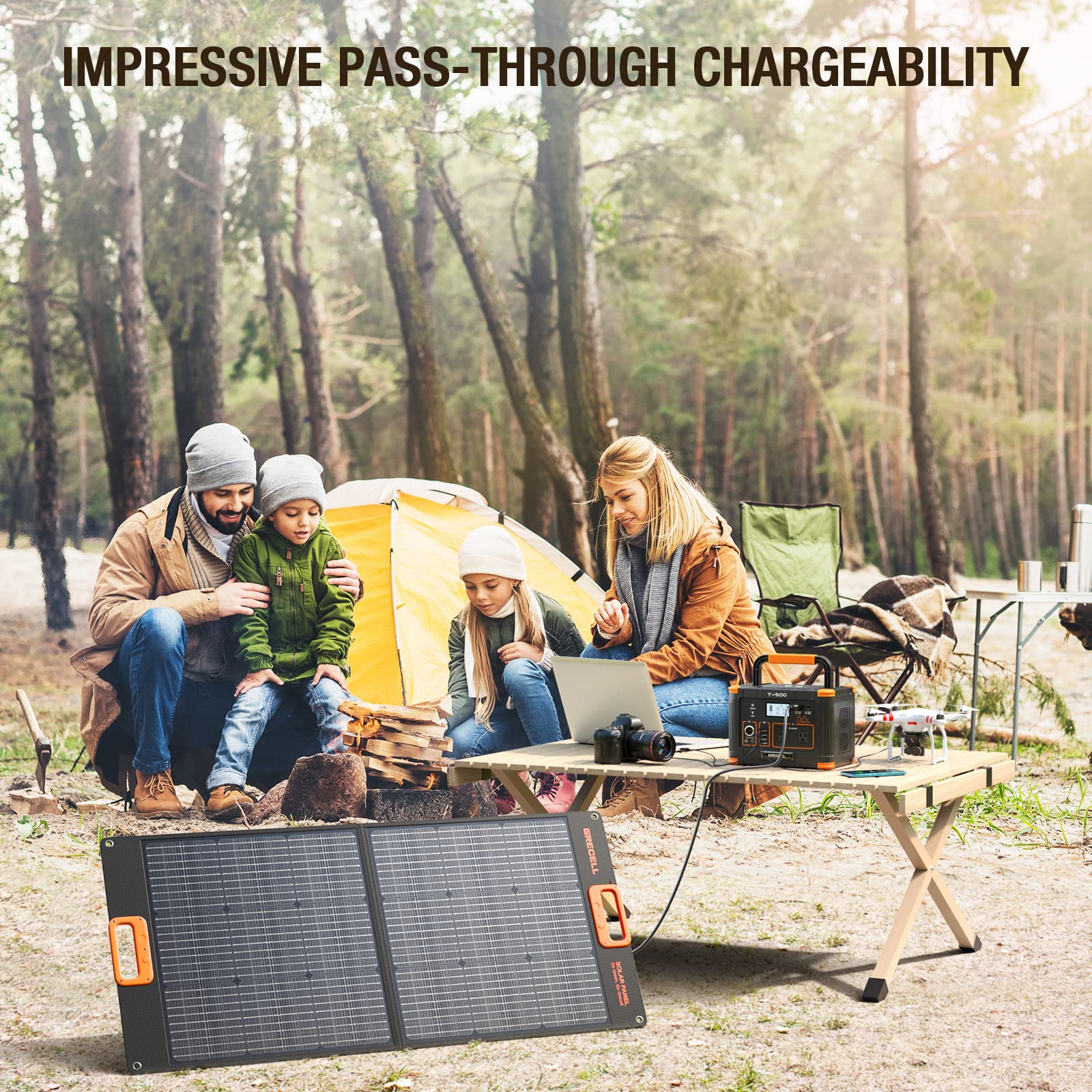 519Wh Outdoor Solar Generator With 100W Portable Solar Panel 20V, Portable Power Station 500W ...