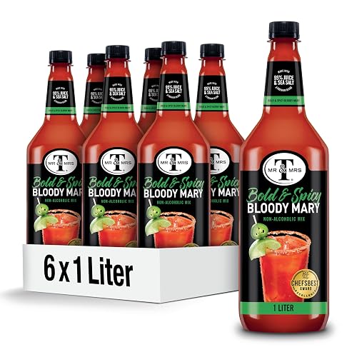Mr & Mrs T Bold & Spicy Bloody Mary Mix, 1 L bottle (Pack of 6), Spicy ...