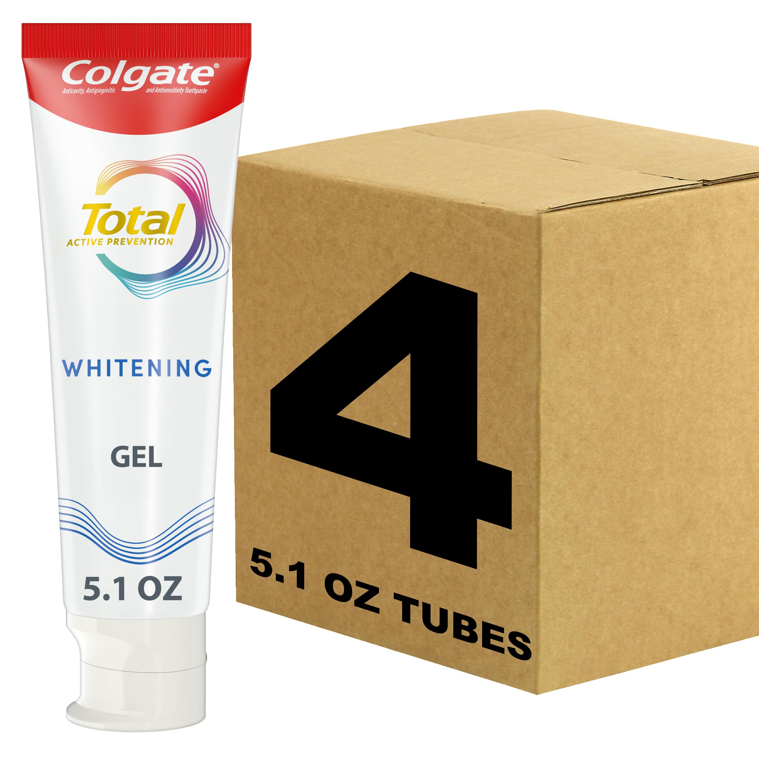 Colgate Total Whitening Toothpaste Gel, 10 Benefits, No Trade-Offs, Freshens Breath, Whitens ...