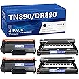 Amazon.com: 2 Pack TN890 Toner Cartridge and 2 Pack DR890 Drum Unit ...