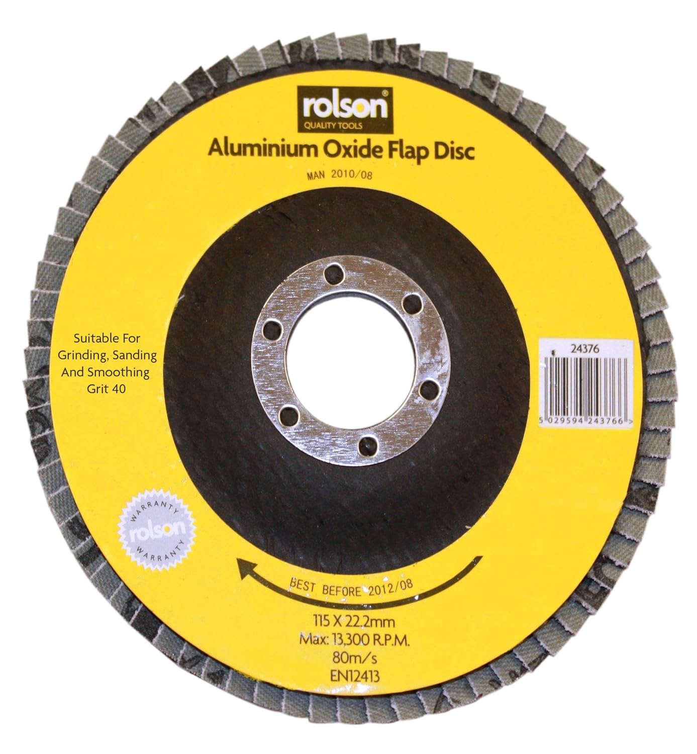Rolson 24376 Alum Oxide Flap Disc for Grinding/Sanding/Smoothing, 115 ...