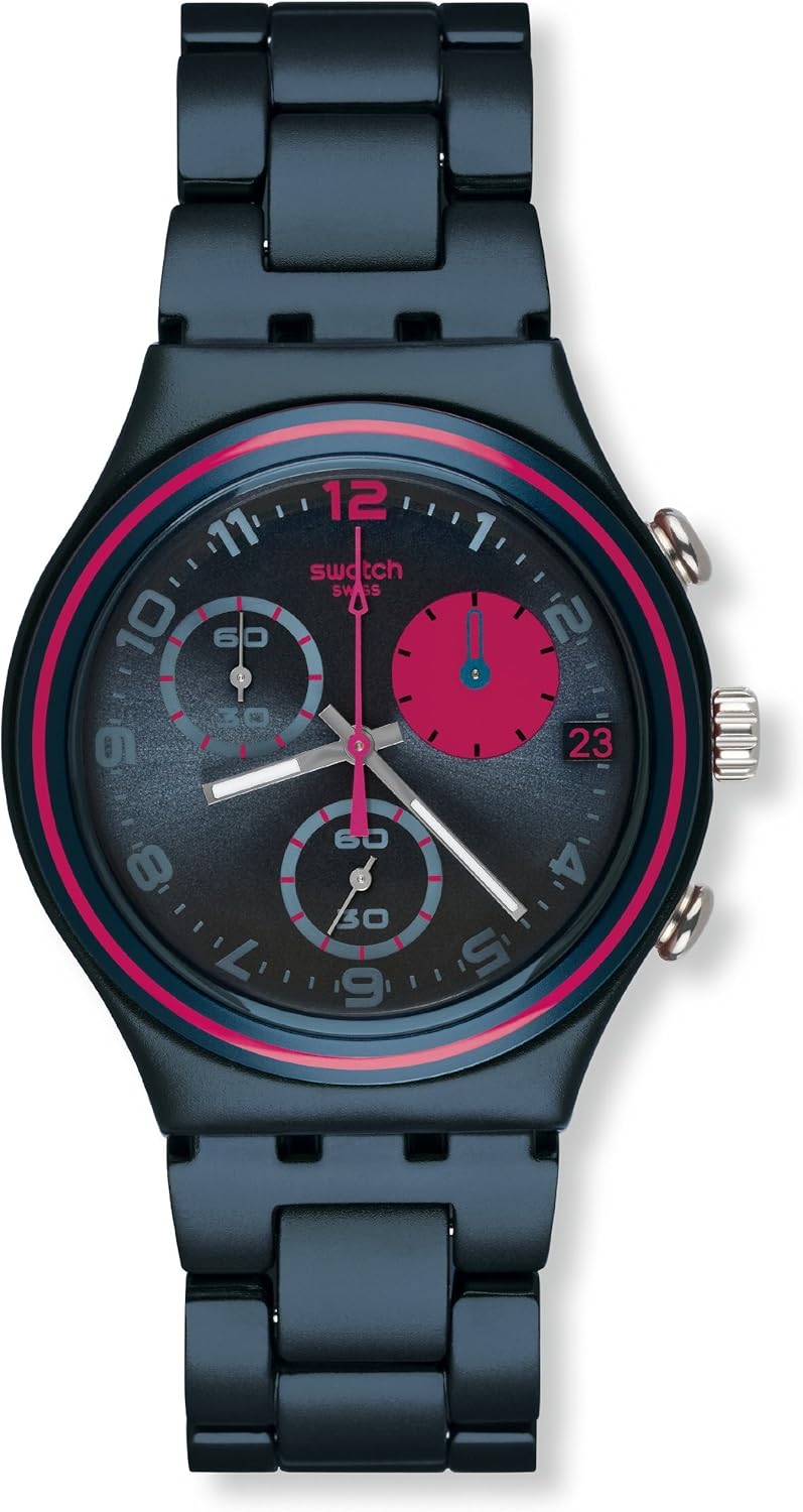 Swatch Herren-Armbanduhr XL Irony Chrono Chronograph Aluminium Fuchsia ...