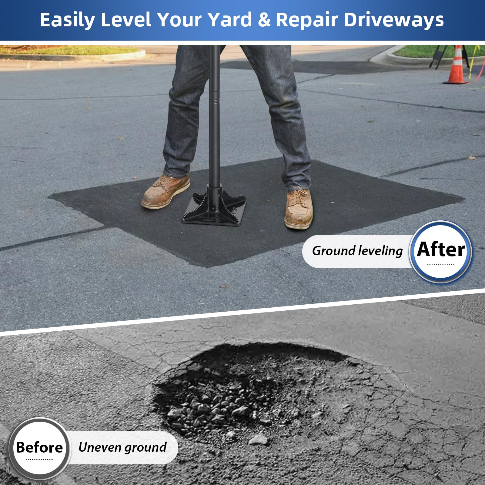 Mua Heavy Duty Steel Tamper, 8x8 Inches Ground Tamper Hand with 58 Inch ...