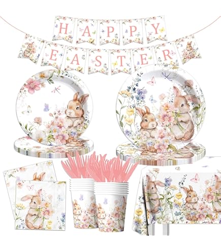 Easter Plates 194-Piece Easter Party Supplies Kit - Disposable ...