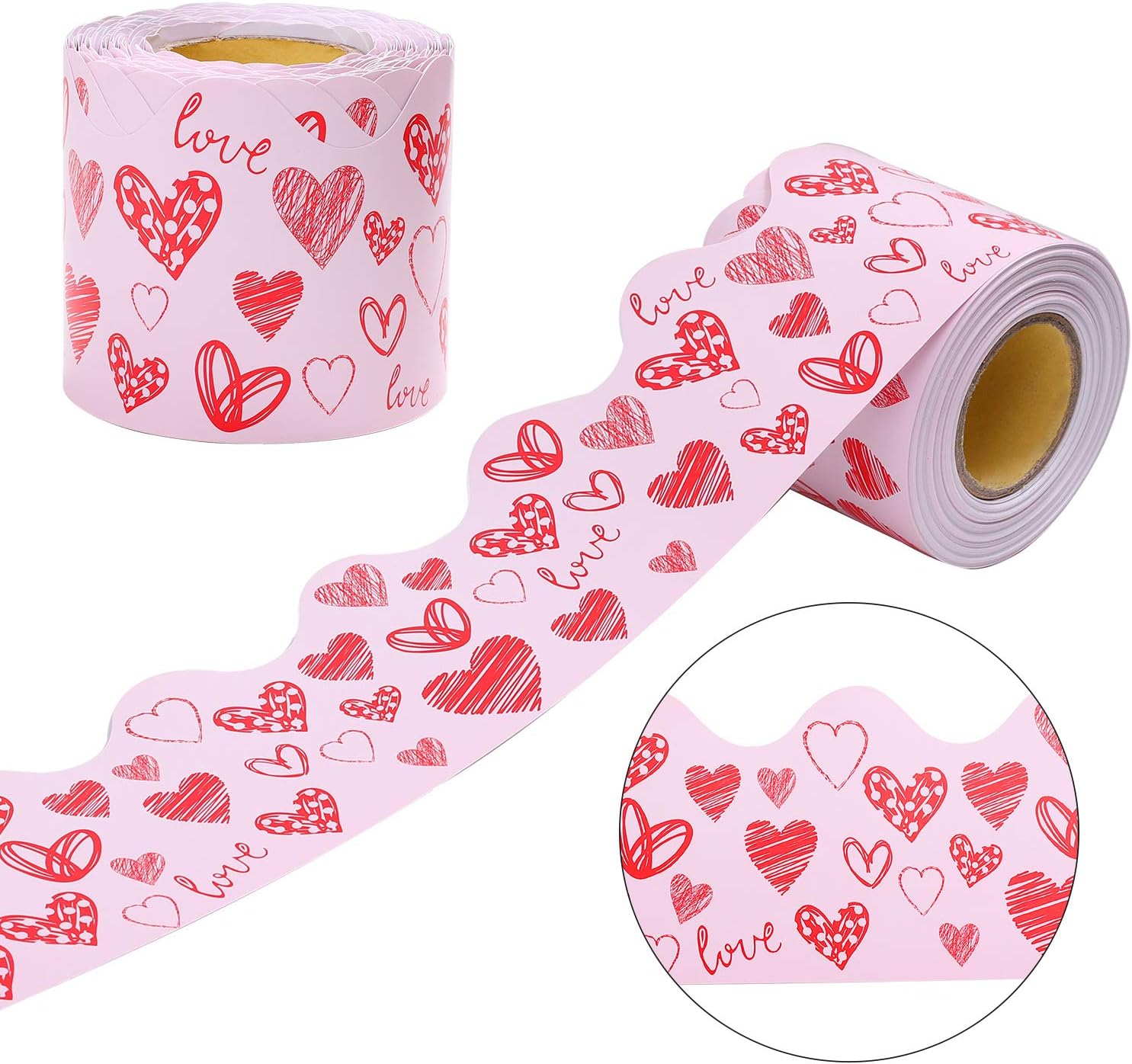 URATOT 65.6 Feet Valentine’s Day Bulletin Board Border Scalloped Border ...