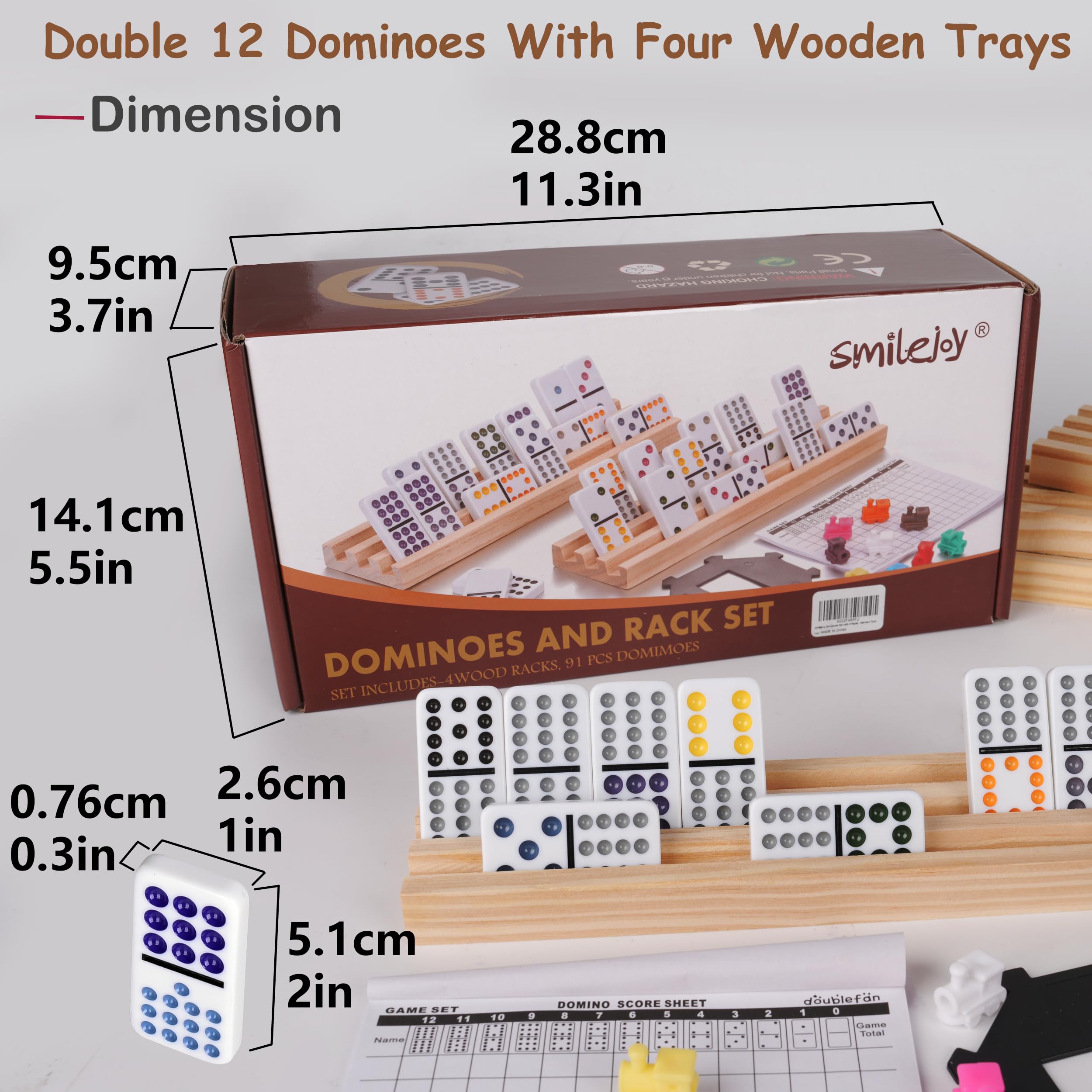 Mua Smilejoy Double 12 Domino Set,Mexican Train Dominoes Set with 4 ...