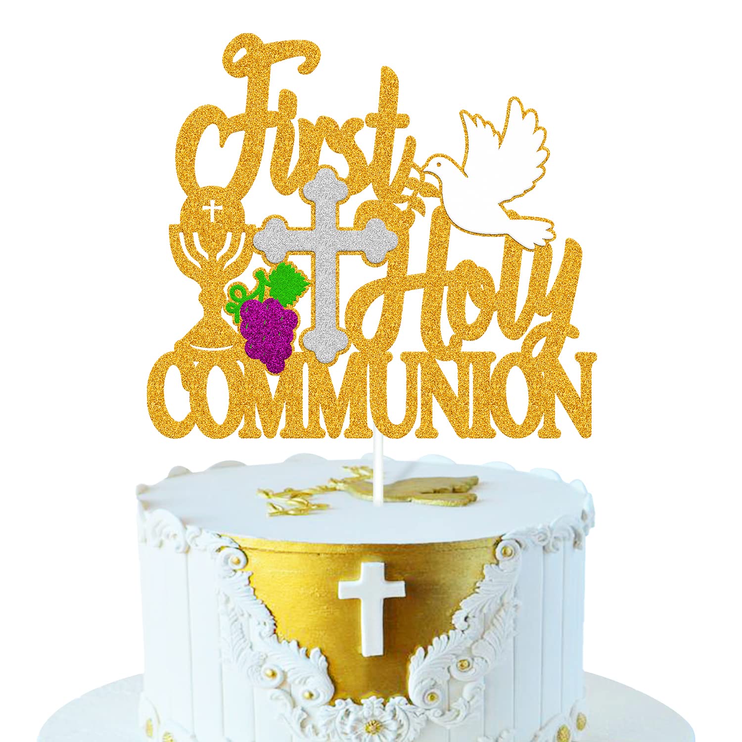 First Holy Communion Cake Topper Bless Cross Baptism Baby Shower for ...