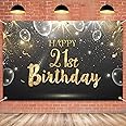 Amazon.com: HAMIGAR 6x4ft Happy 21st Birthday Giltter Shinning Banner Backdrop - 21 Years Old ...