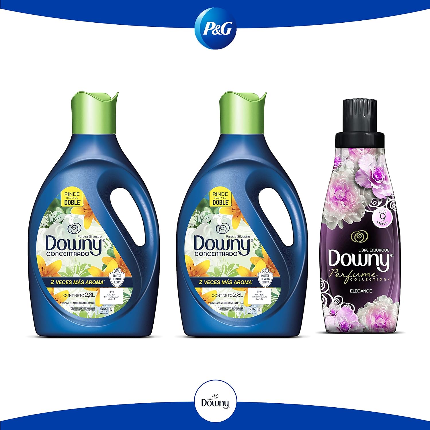 Downy Suavizante de Telas Aroma Pureza Silvestre 2 Unidades, 2.8L c/u ...