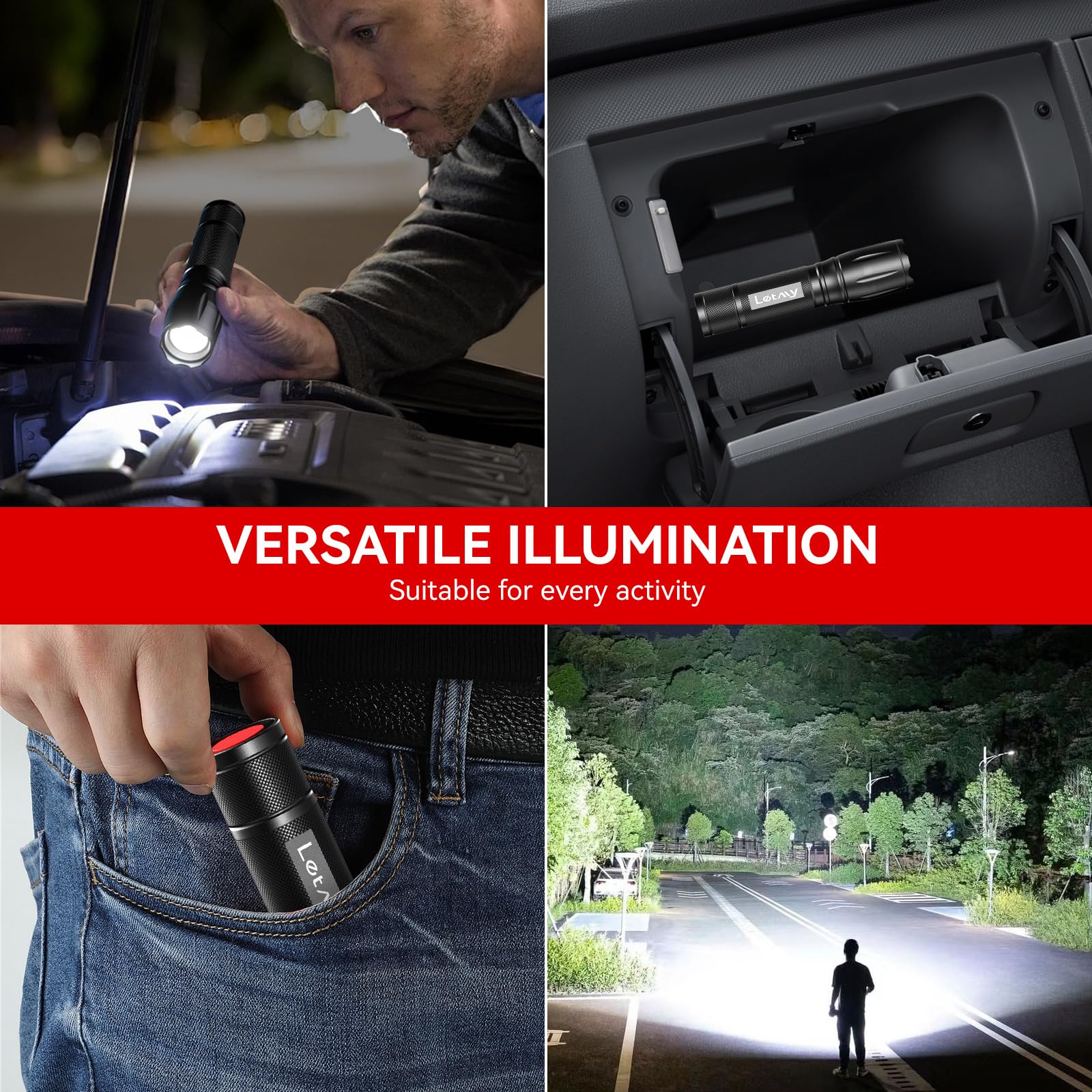 LETMY Tactical Flashlight S2000-2 Pack Bright Military Grade LED ...