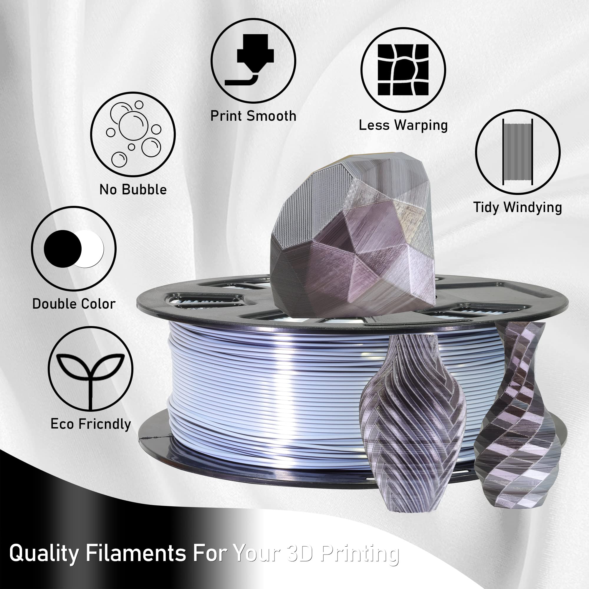 Mua MIKA3D 1.75mm Silk Shiny White Black PLA Dual Color Co-Extrusion 3D ...