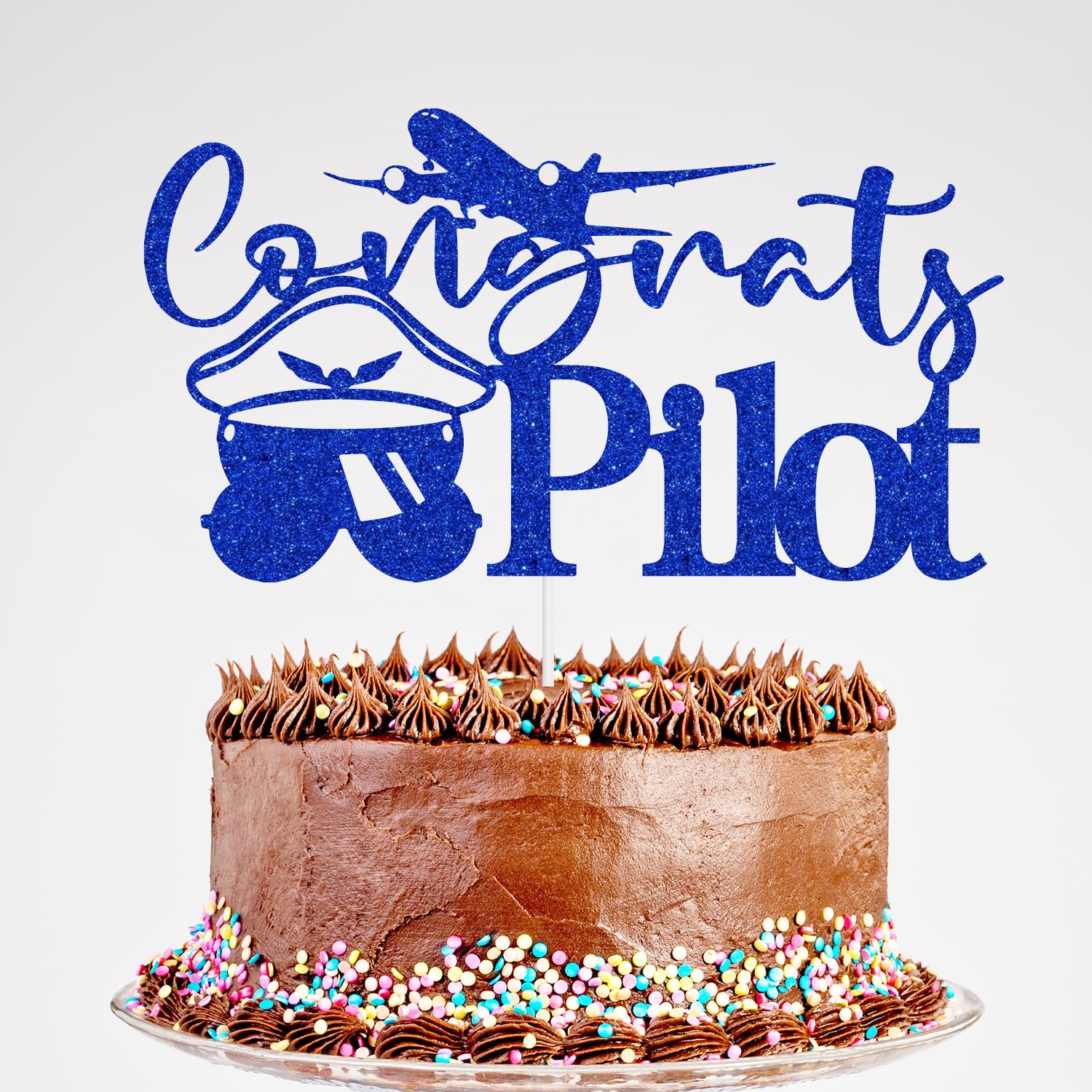 Glitter Congrats Pilot Cake Topper - Future Pilot Cake Deocr, Officer ...