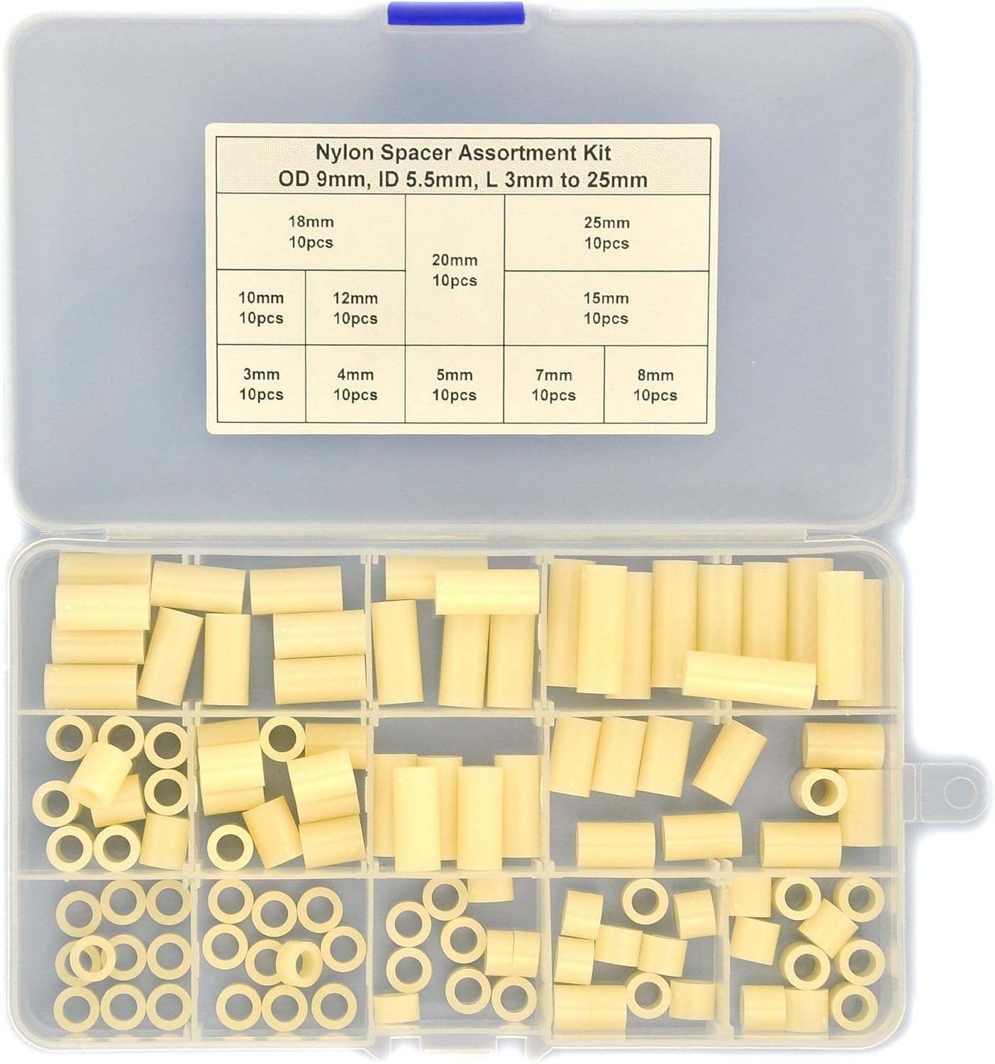 Electronics-Salon Plastic Round Spacer Assortment Kit. OD 9mm, ID 5.5mm ...