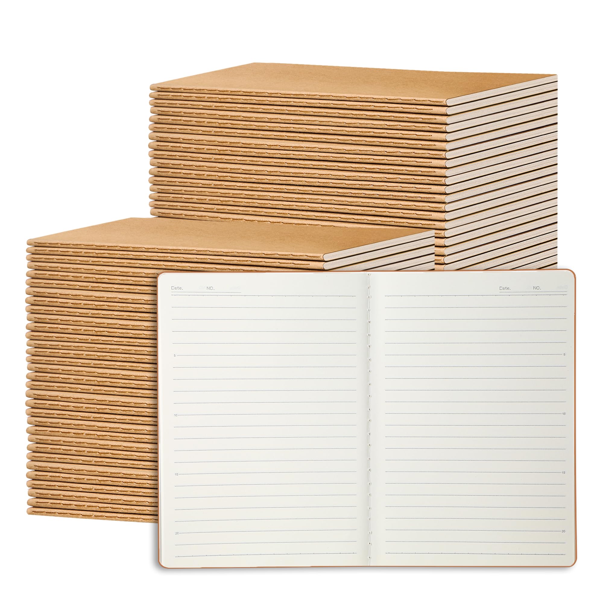 miikoul 72 Pack Lined Kraft Notebooks,A5 Travel Journals Bulk,80GMS,5 ...