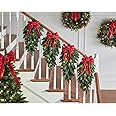 Amazon.com: BrylaneHome Pre-Lit Swags with Plaid Bows, Set of 4 - Red ...