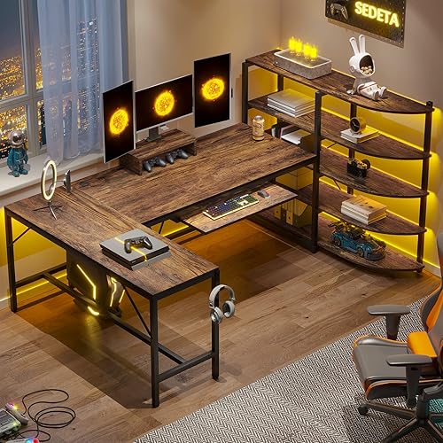 SEDETA L Shaped Computer Desk, 65'' Office Desk with Keyboard Tray ...