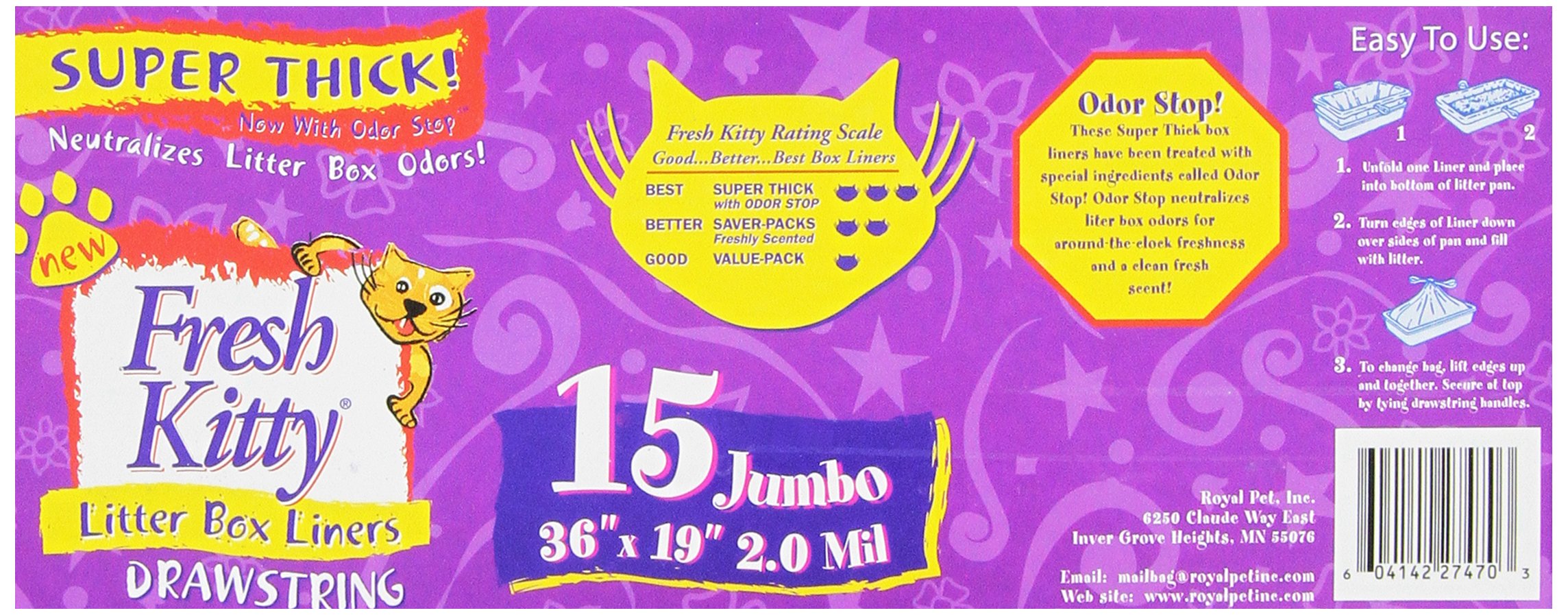 Fresh Kitty 15ct Super Thick Jumbo Drawstring Litter Box Liners ...