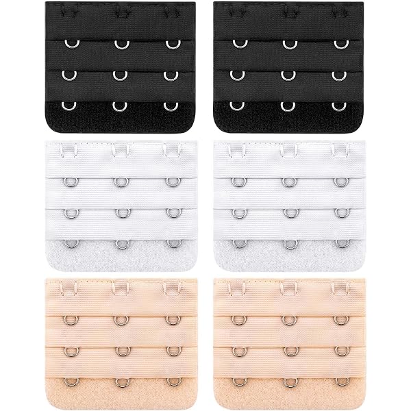 Bra Back Expander JFFX Bra Extender 3 Hooks 3 Rows - Pack Of 4 Stretchy ...