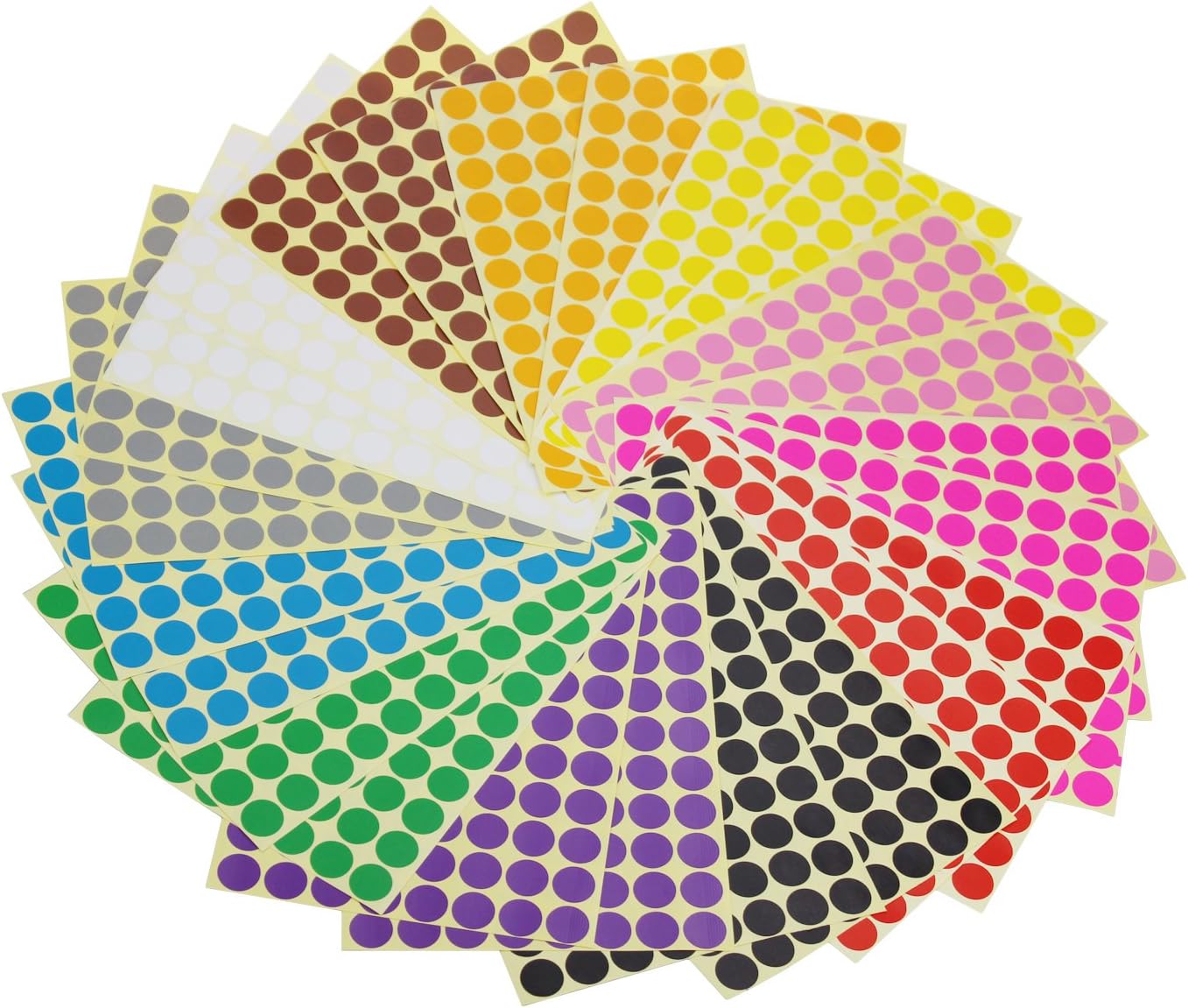 16mm klebrige runde Punkt-Farbkennzeichnungsaufkleber, 12 Farben, 2304 ...