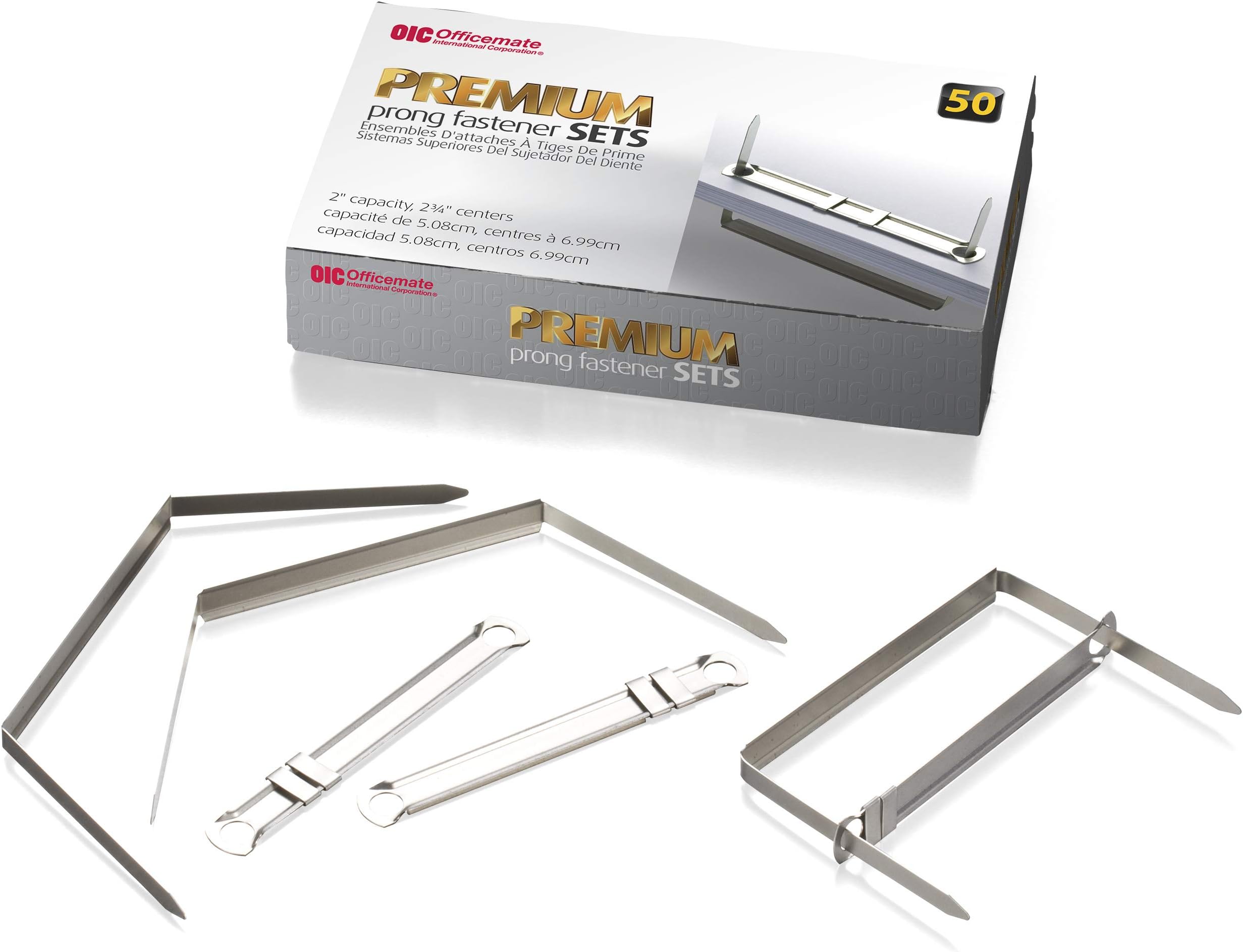 Officemate Premium Prong Fasteners, Complete Set, 2-Inch Capacity, 2.75 ...